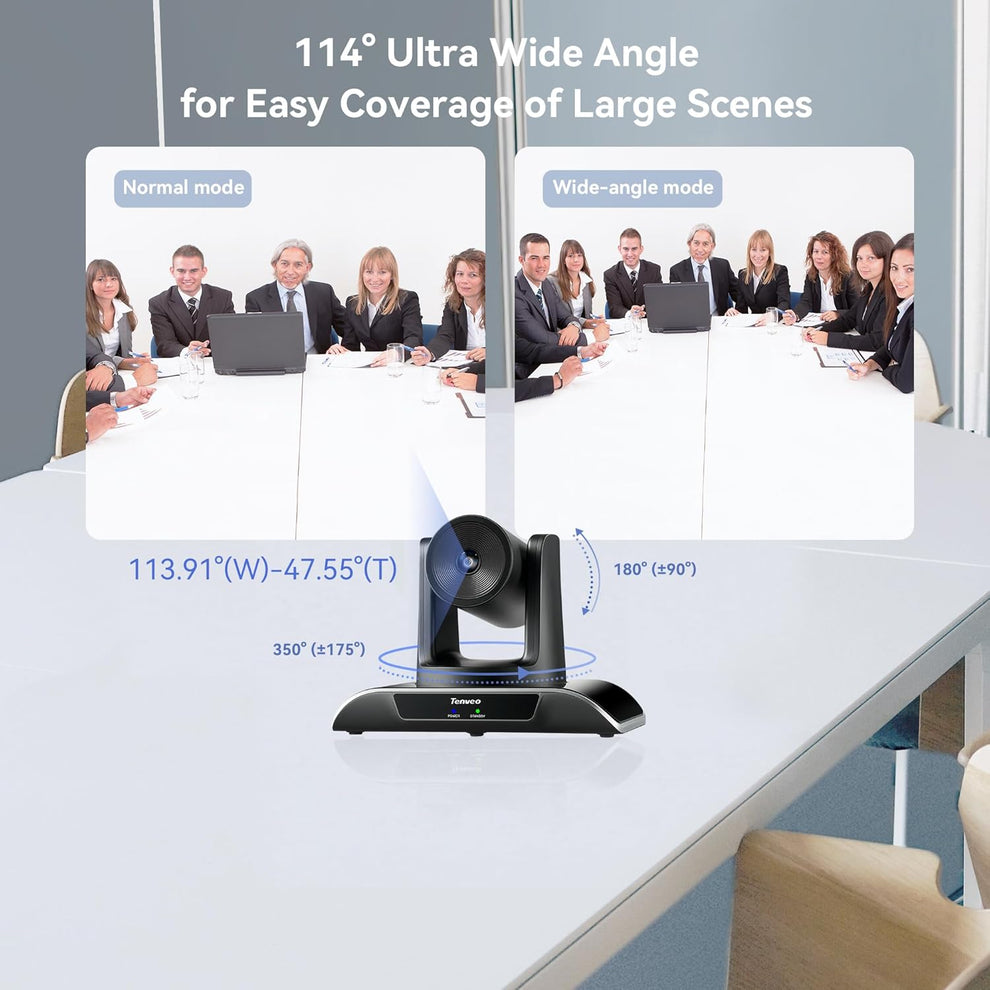 PTZ Conference Camera 3X Optical Zoom FHD 1080P 60FPS, 114° Wide View ...